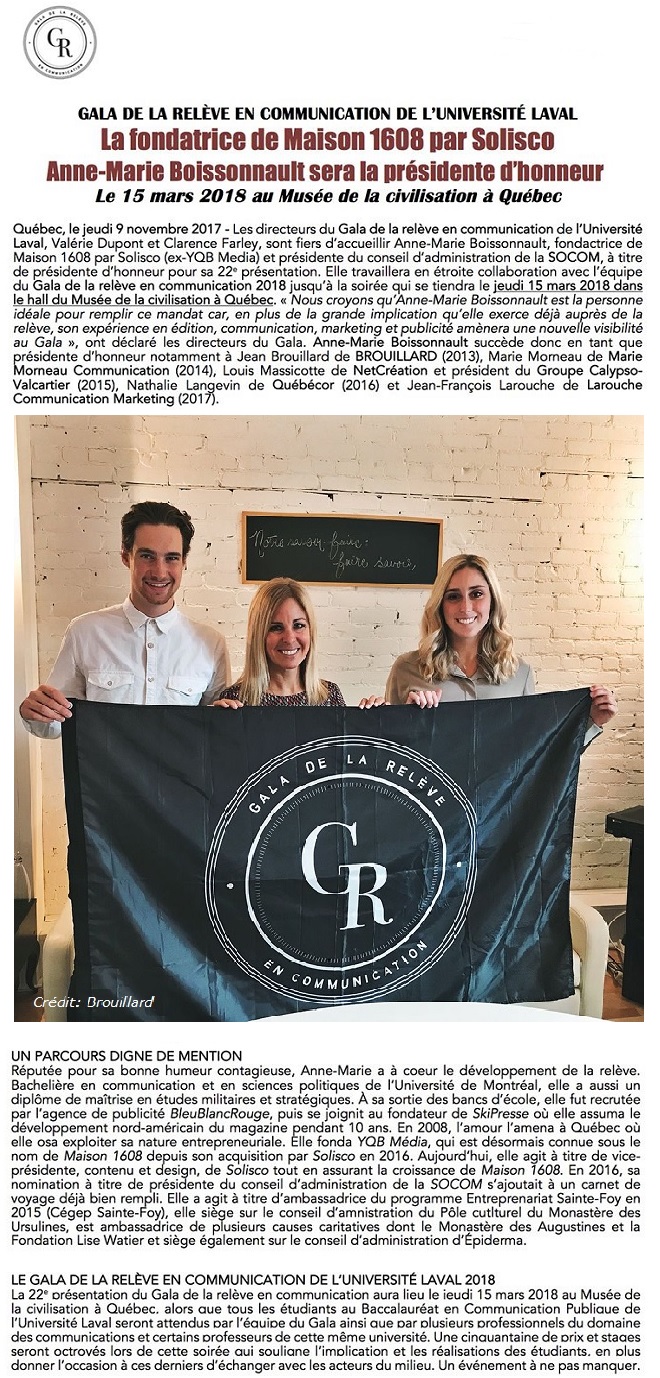Anne-Marie Boissonnault, présidente d'honneur du Gala de la relève en ...